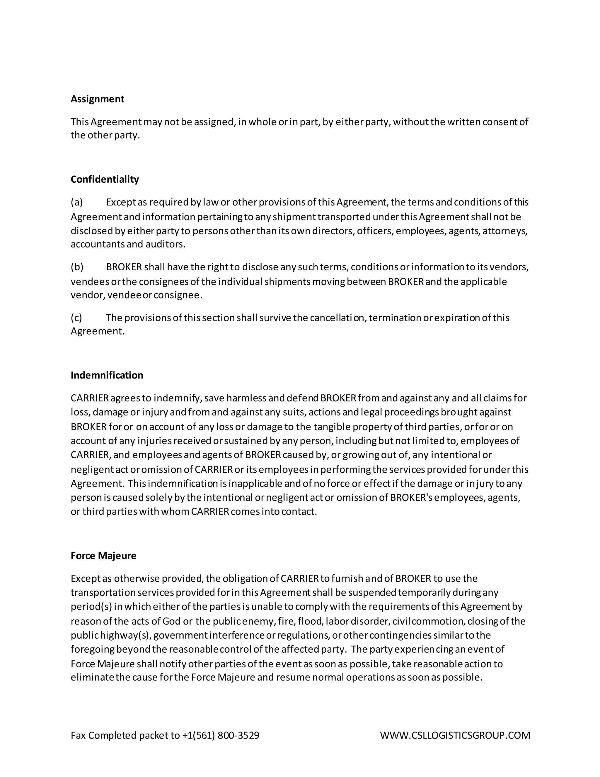 Carrier Full Packet | DOCX