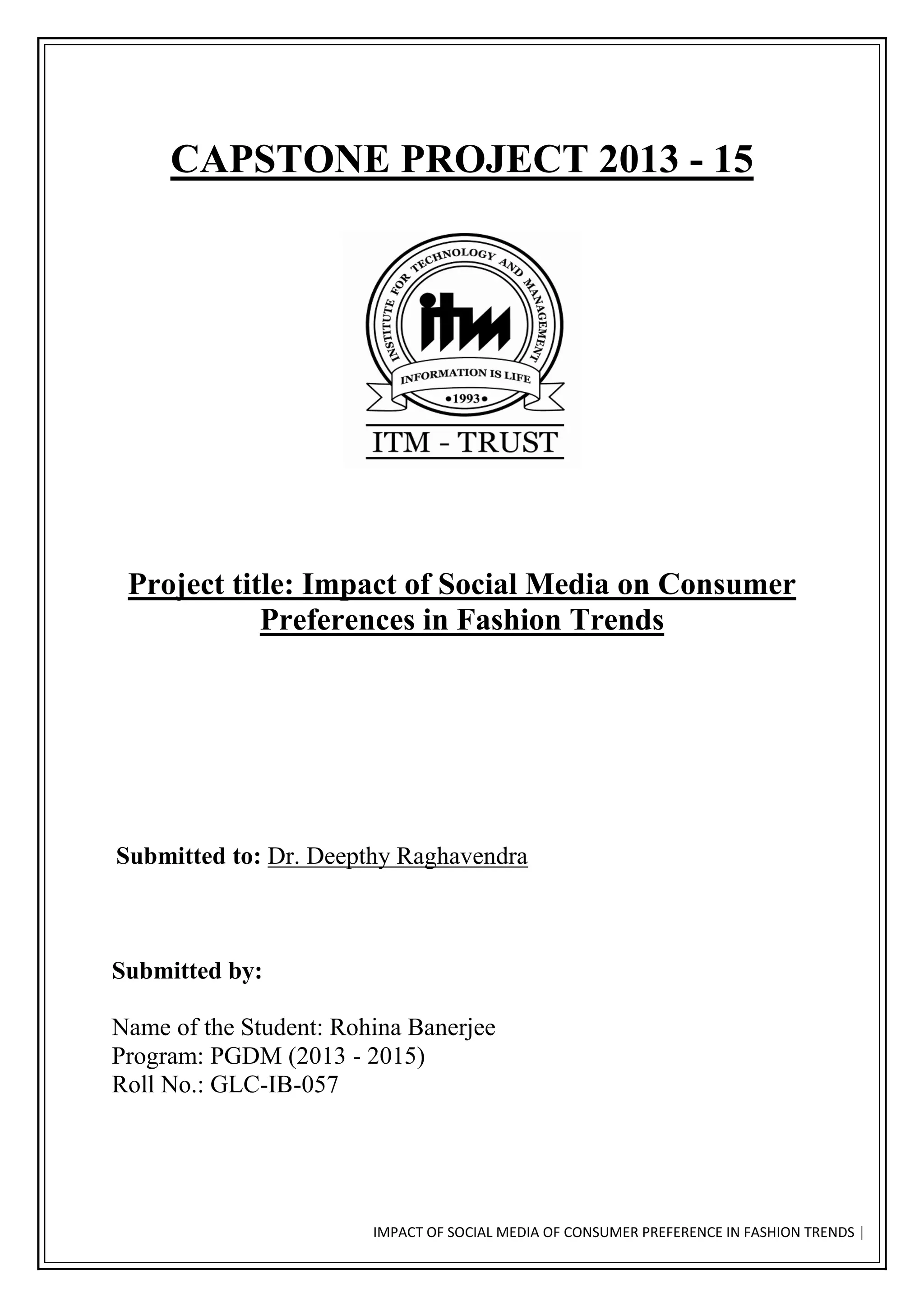 Impact of Social media on Consumer Preferences in Fashion Trends | PDF