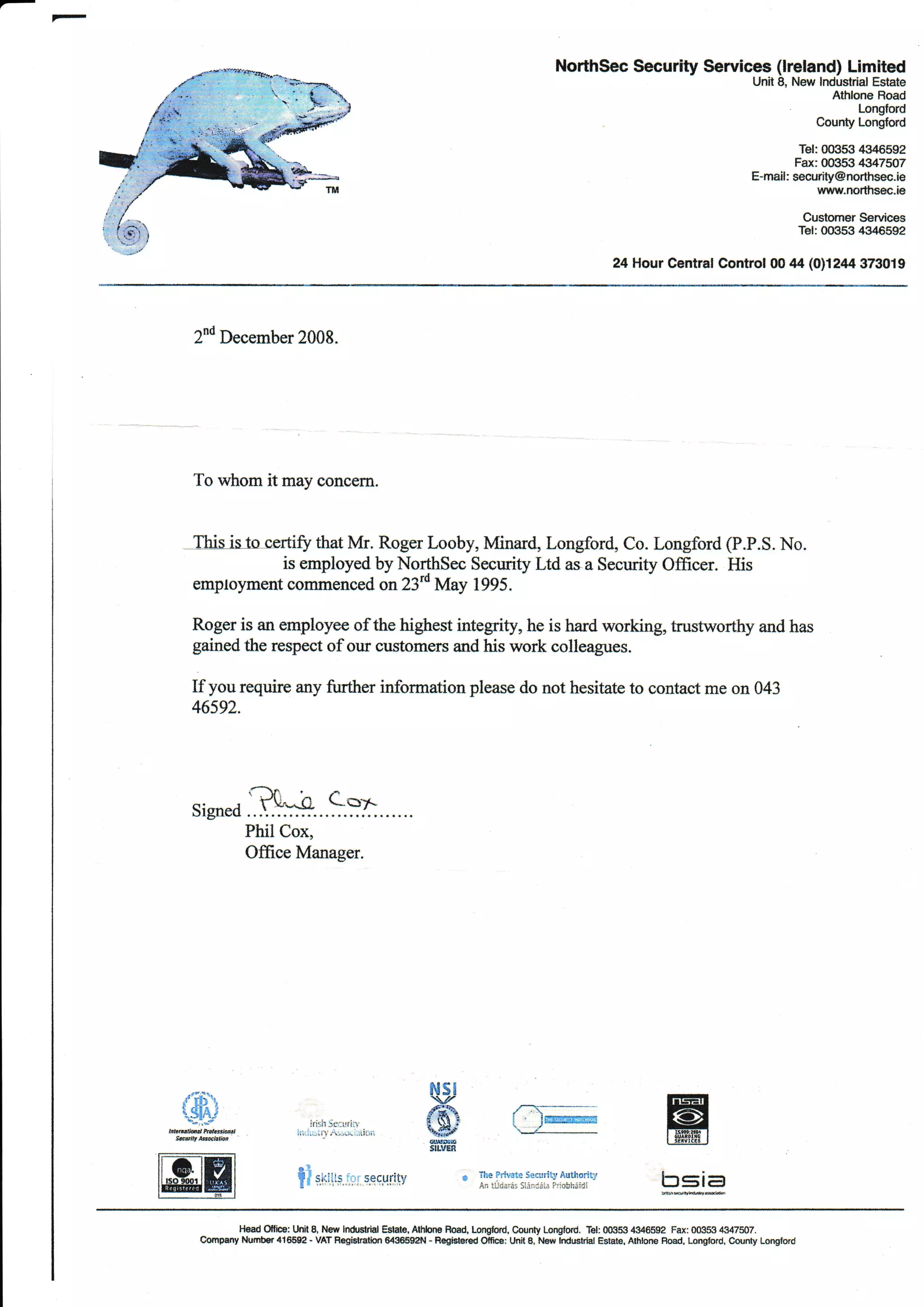 northsec reference letter without pps no | PDF