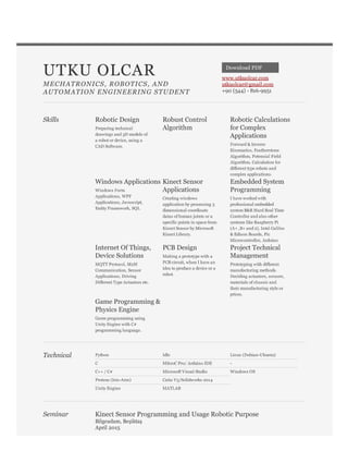 CV Utku Olcar | PDF