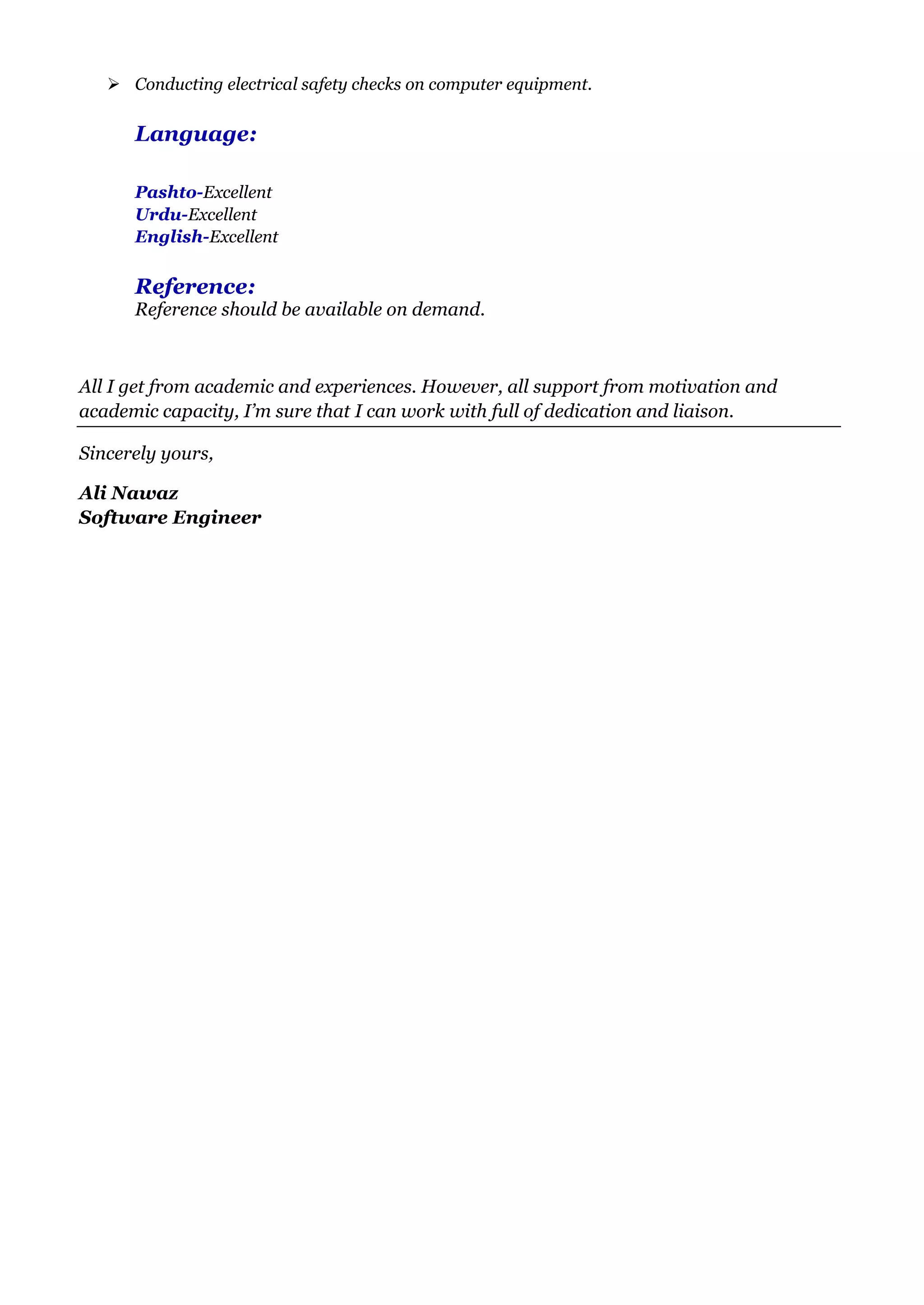 Ali CV Formate 1 | PDF
