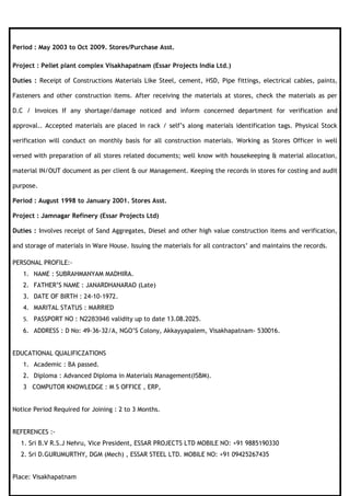 Subrahmanyam CV | PDF