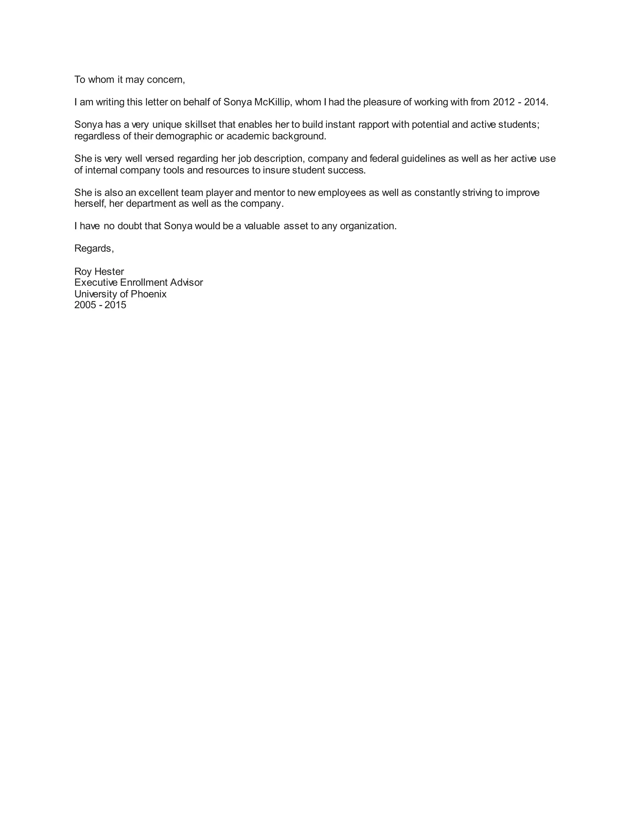 Sonya M Reco Letter | DOCX
