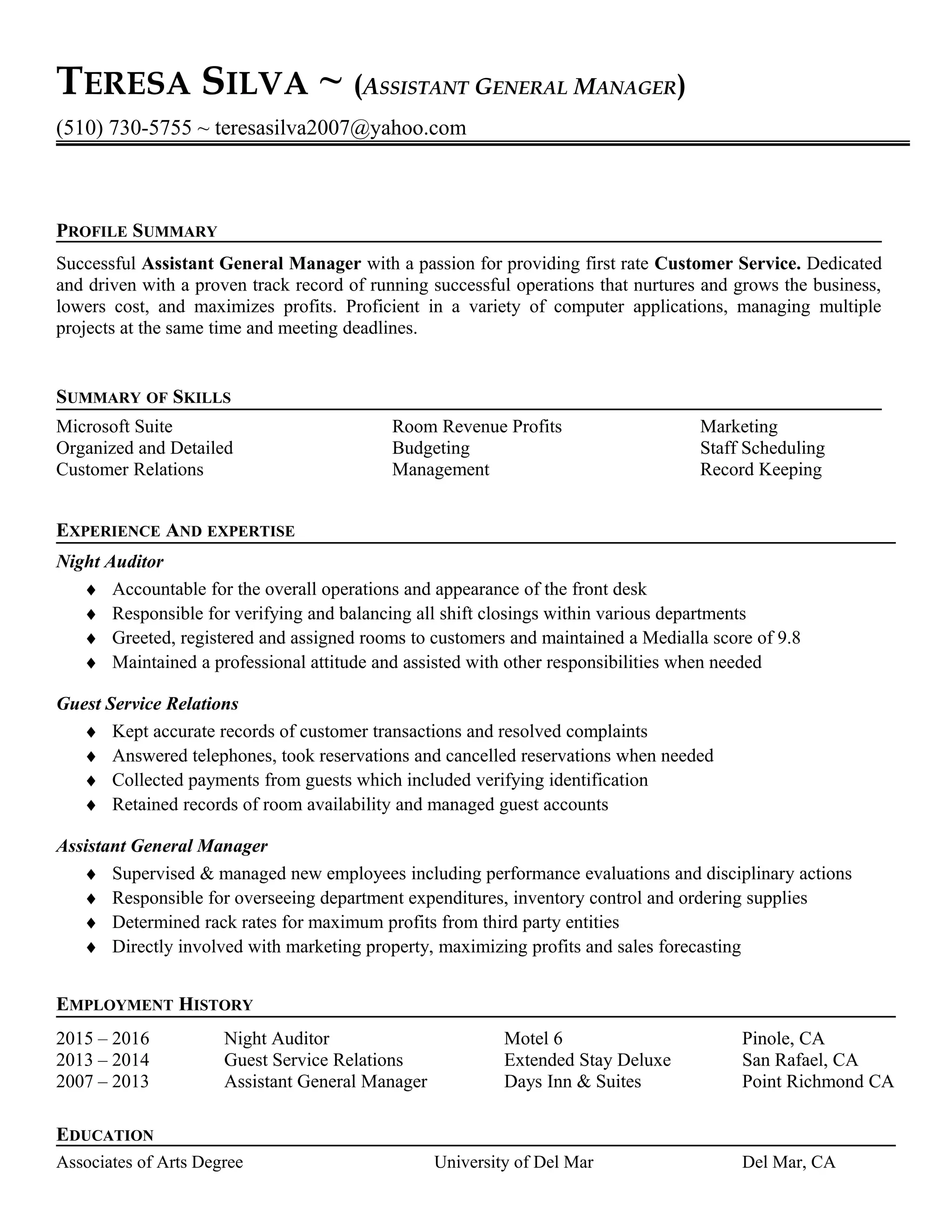 Teresa Silva Resume | DOC