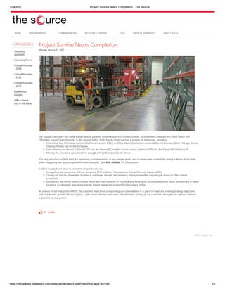 Project Sunrise Nears Completion - The Source