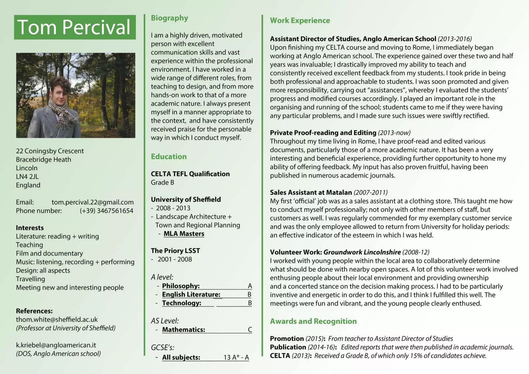 Tom Percival CV | PDF