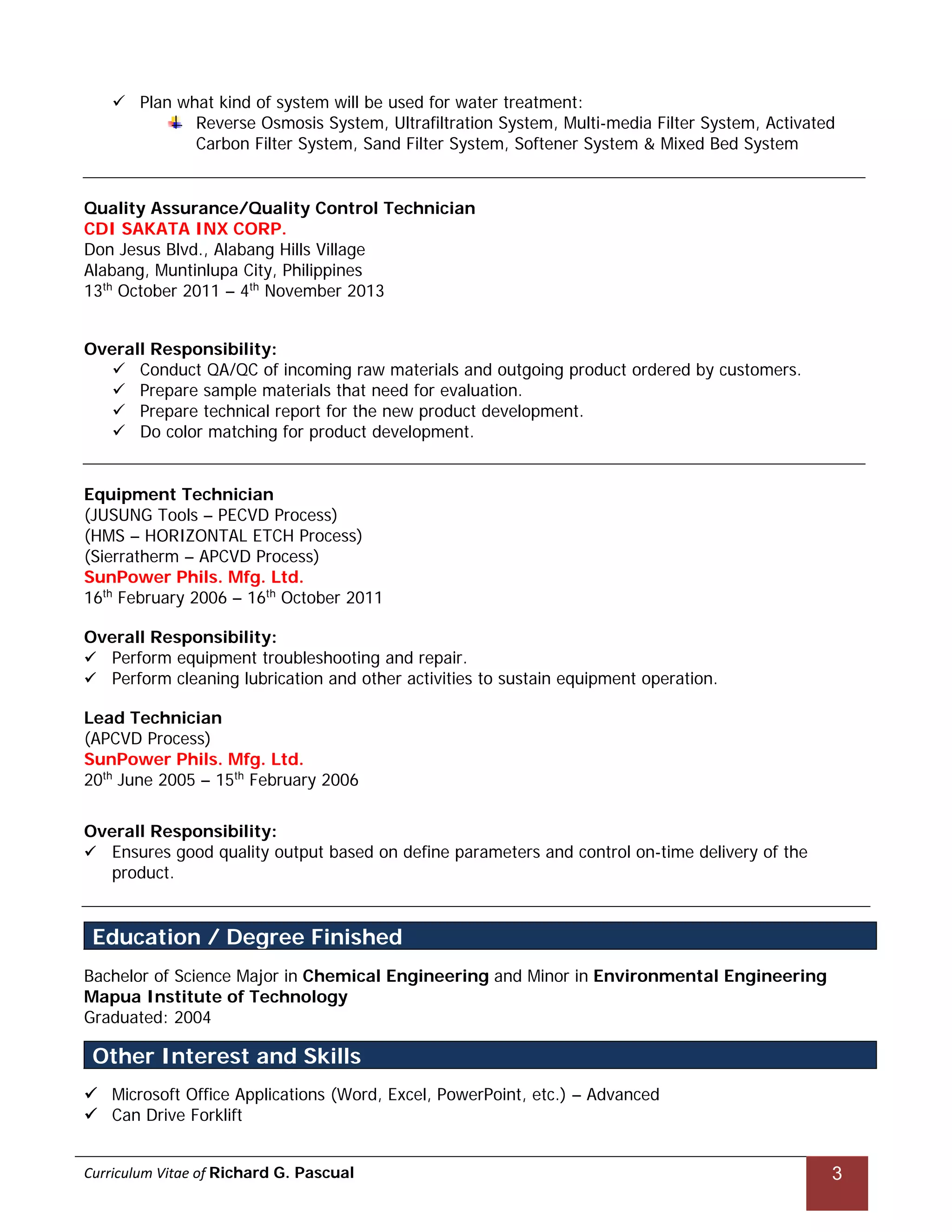 Richard Pascual New CV | PDF
