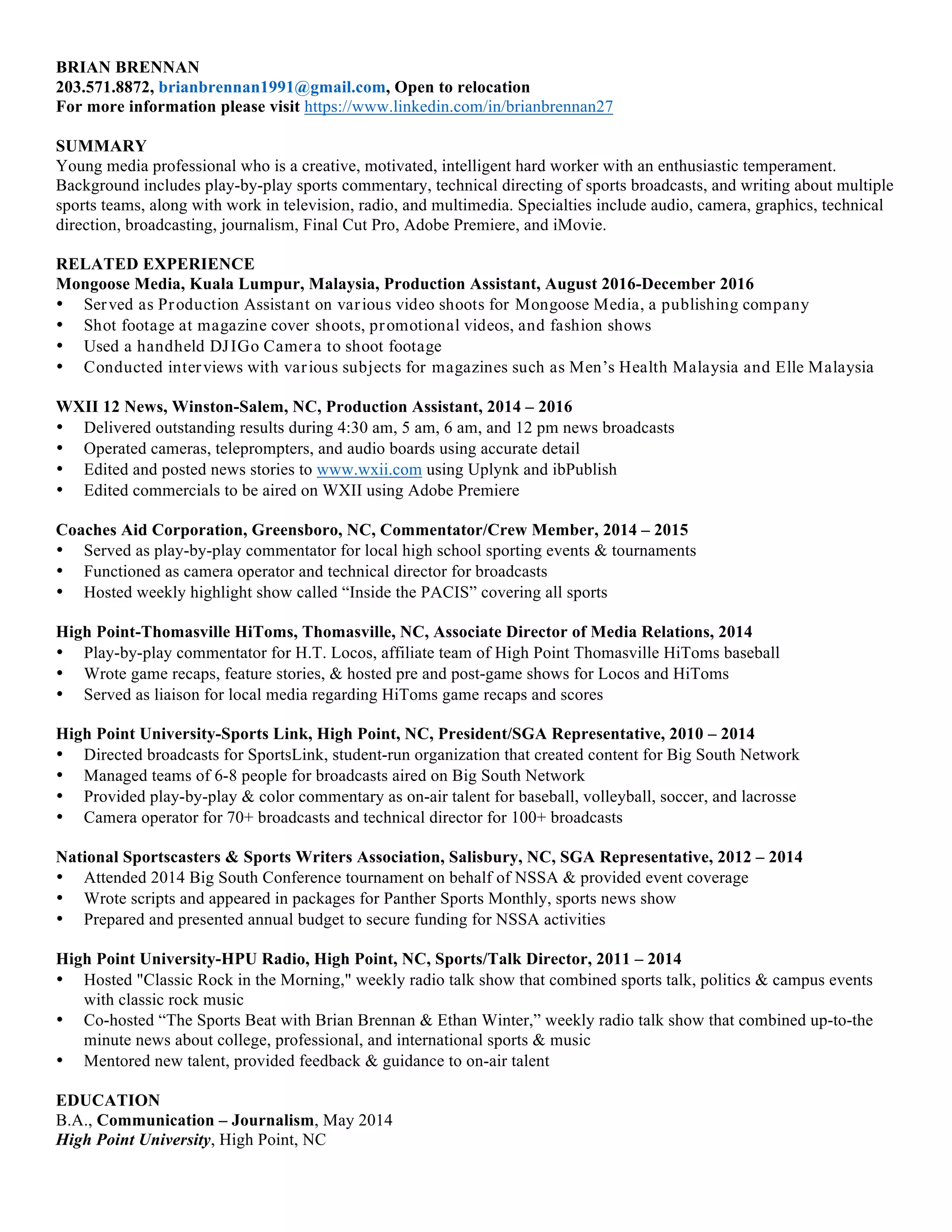 Brian Brennan December resume | PDF