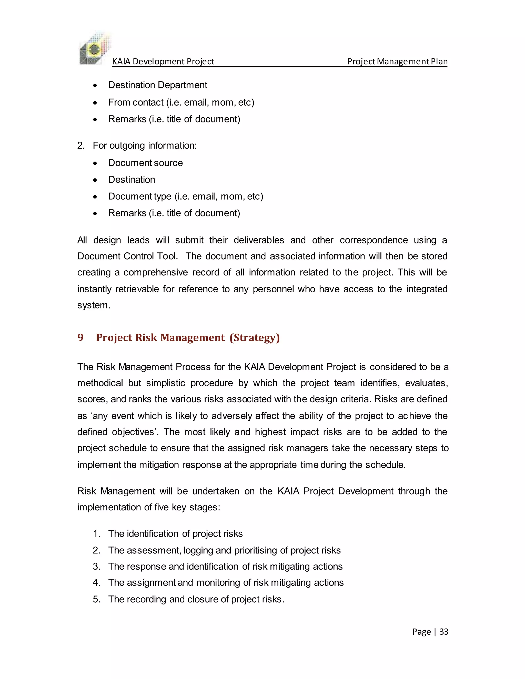 KAIA Project Management Plan[1] | DOCX | Civil Engineering Industry | Industries