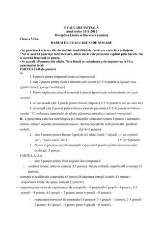 0 evaluare initiala_vii romana | PDF