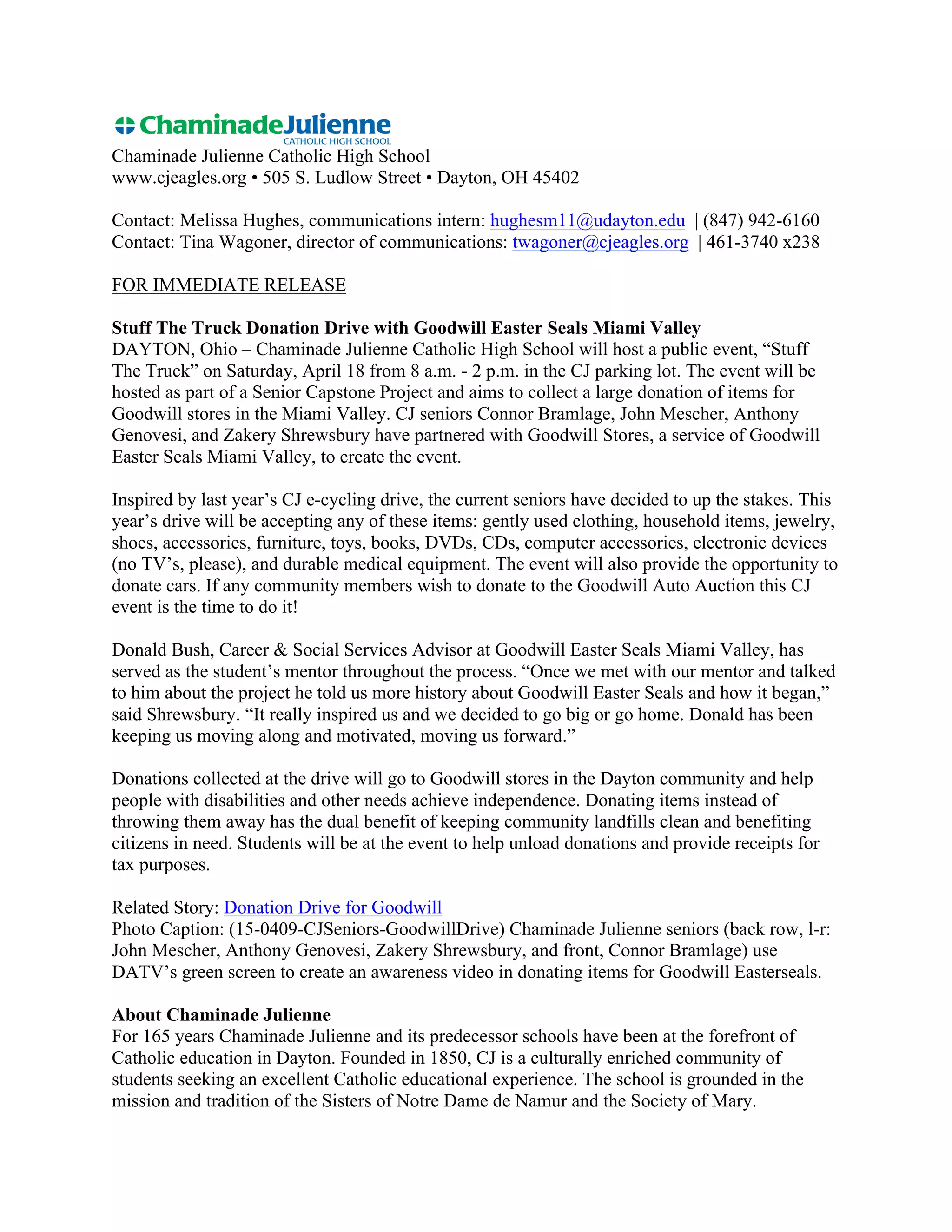 Donation Drive Press Release | PDF