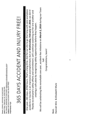 365 Days Accident & Injury Free | PDF