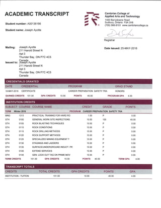 Acemdic Transcript | PDF