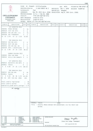 Official Transcript of Record Chulalongkorn | PDF