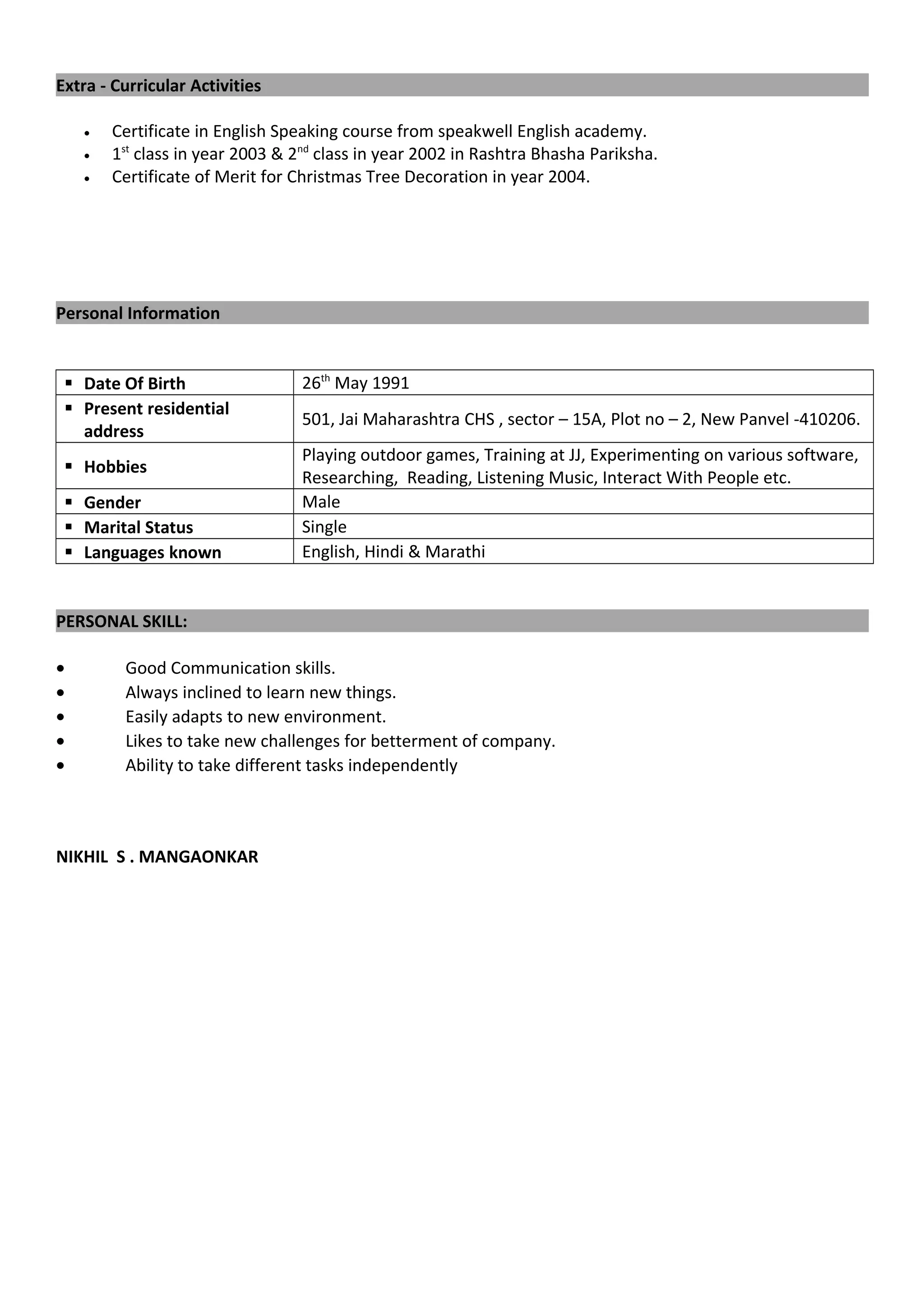 Nikhil Resume | DOC