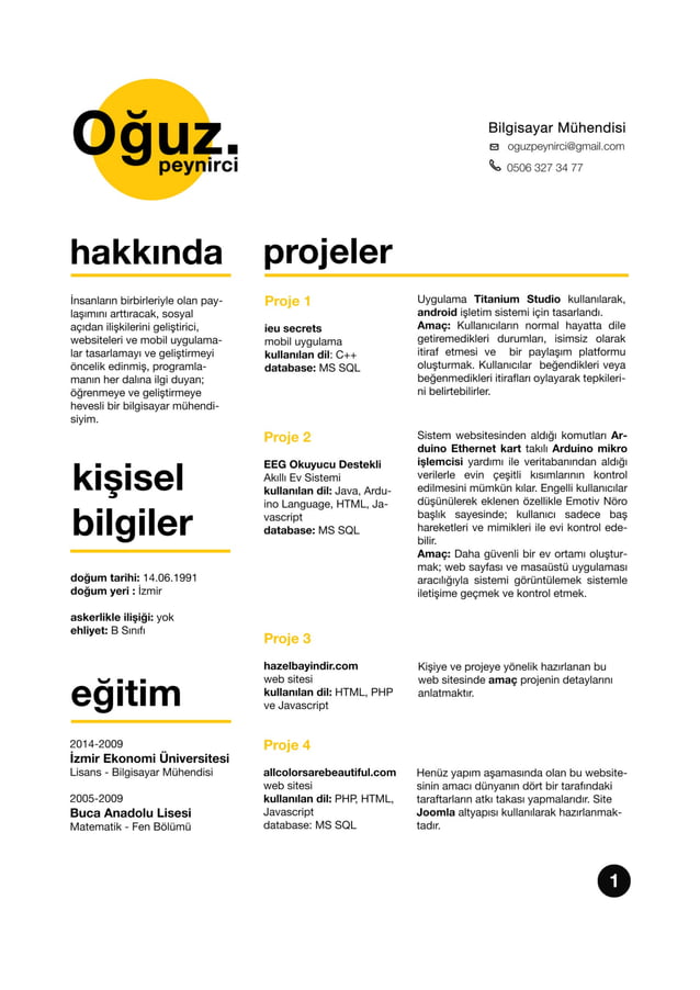 Oğuz Peynirci cv | PDF