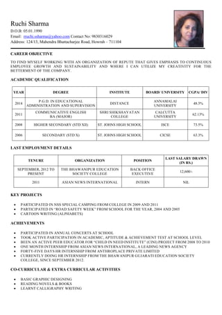 Ruchi Sharma CV | PDF