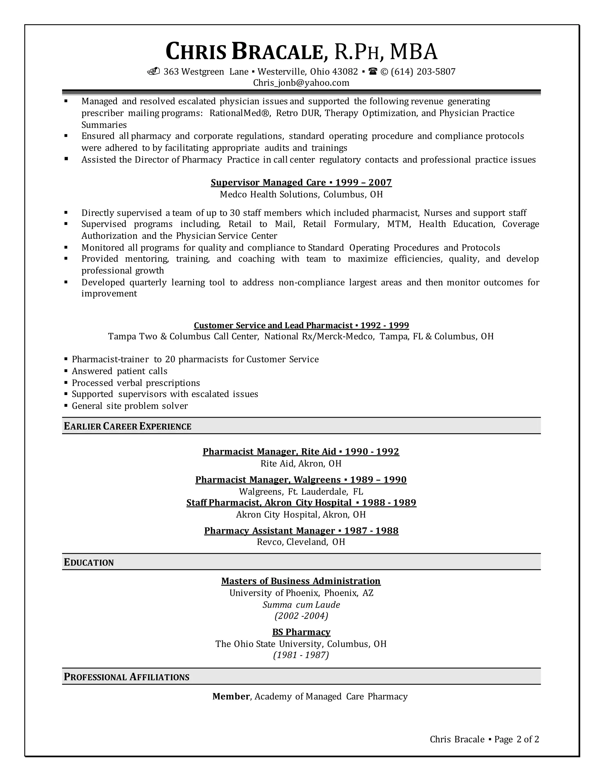 Chris Bracale Resume 071615 | DOCX