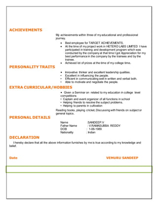 SANDEEP HR EXECUTIVE | DOCX