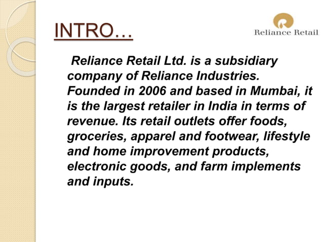 RELIANCE PPT | PPTX