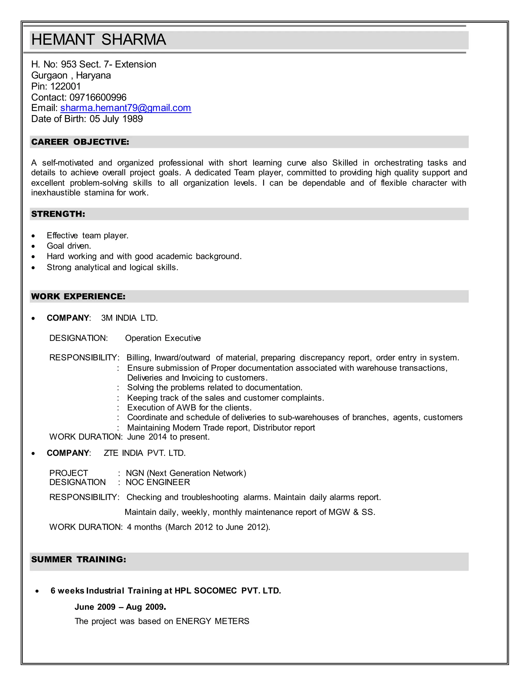 hemant resume | PDF