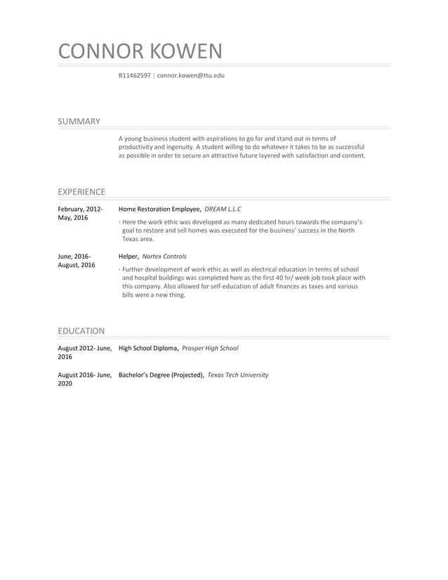 Connor Kowen RESUME | PDF