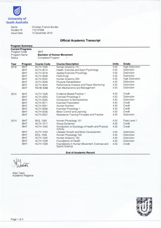 Academic Transcript Official | PDF