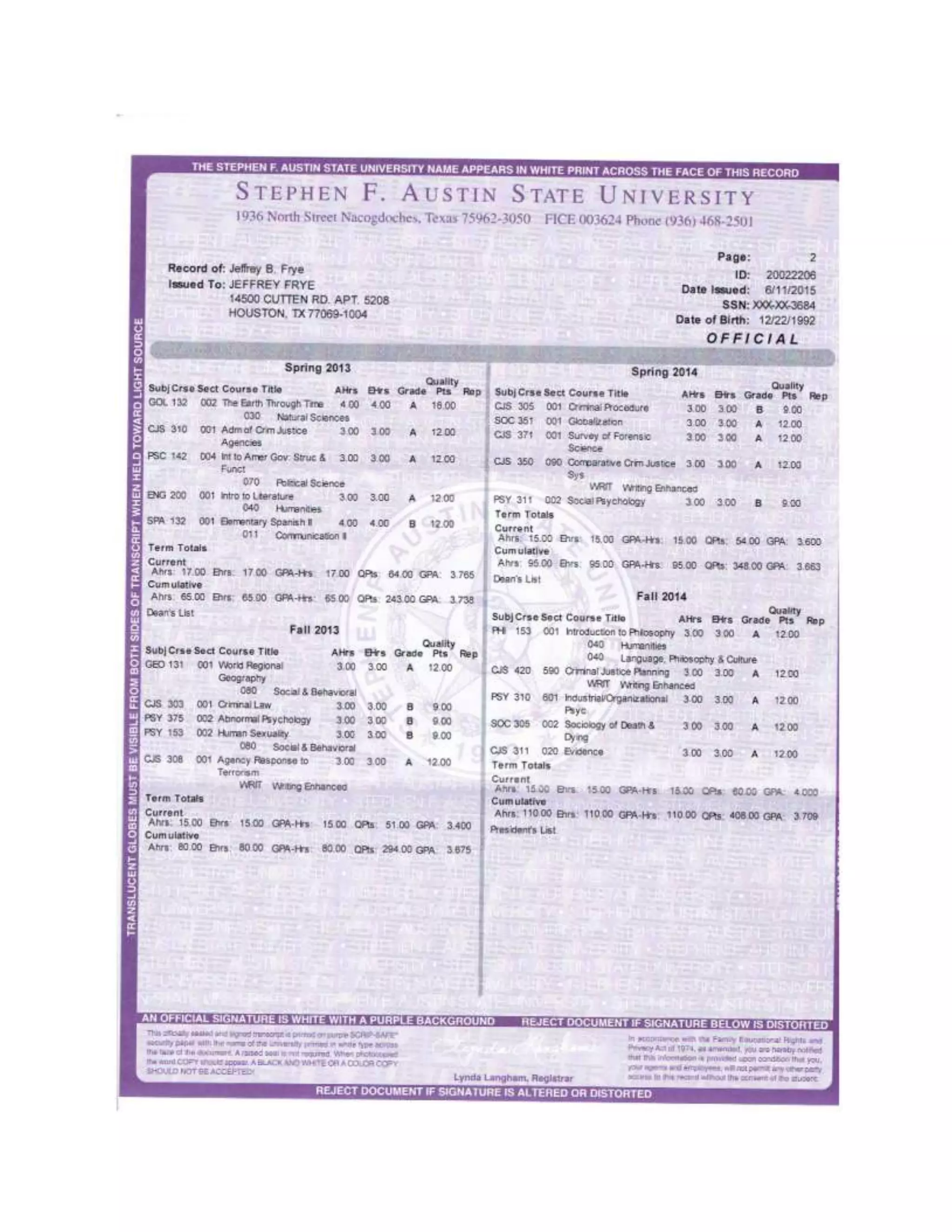 Official Transcript | PDF