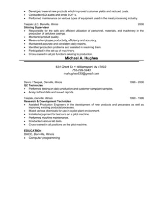 Michael A Hughes resume | PDF