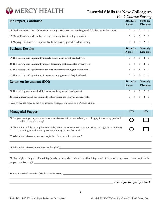Feedback Survey MH May2015
