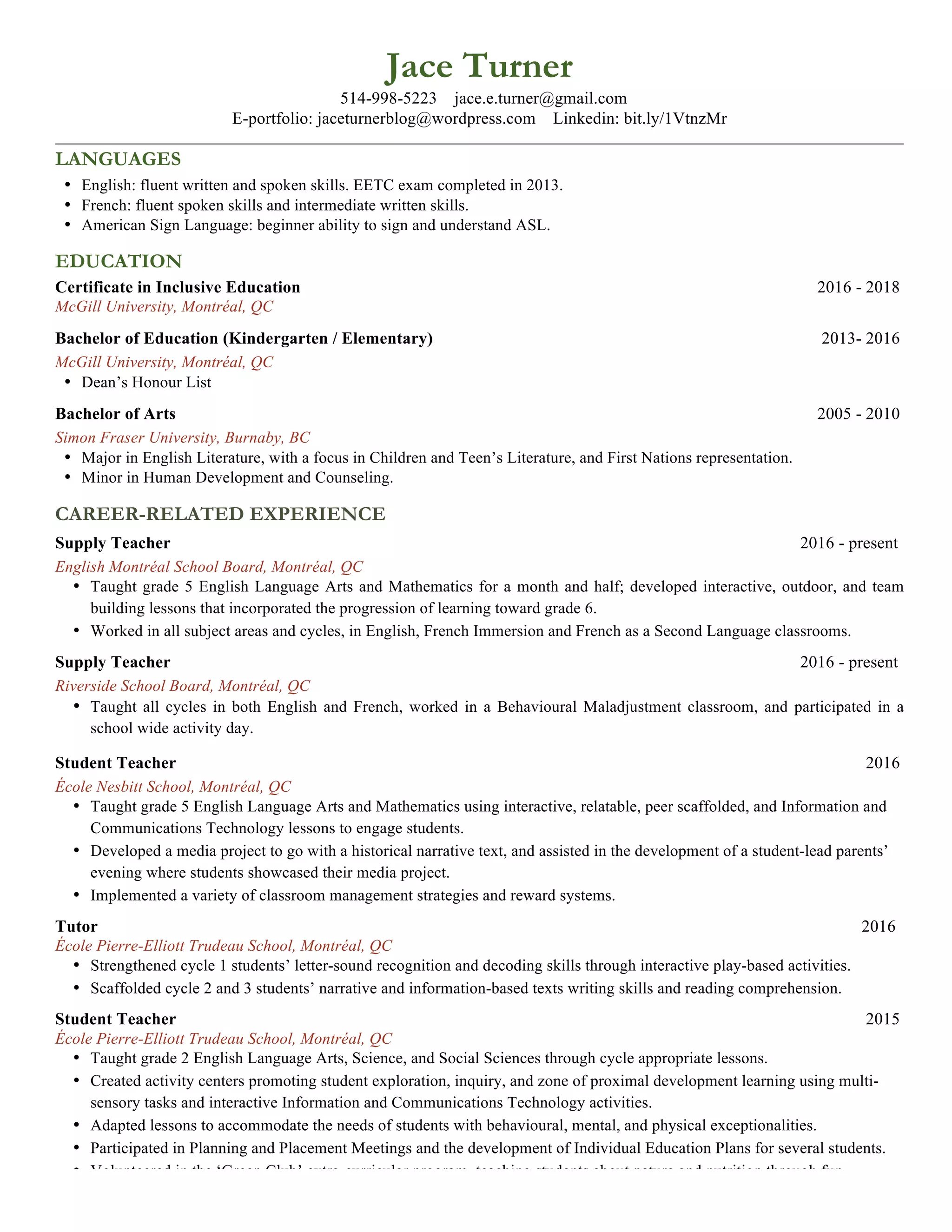 Jace Turner - CV | PDF