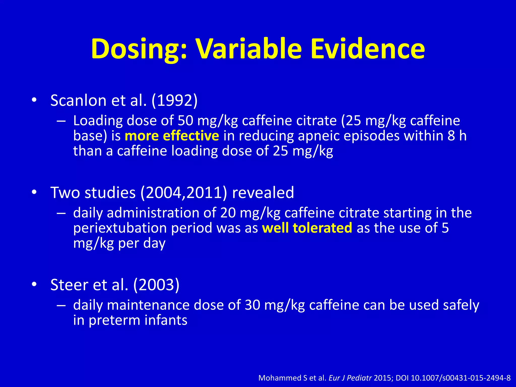 Critical Appraisal High Dose Vs Low Dose Caffeine Citrate in Preterms ...