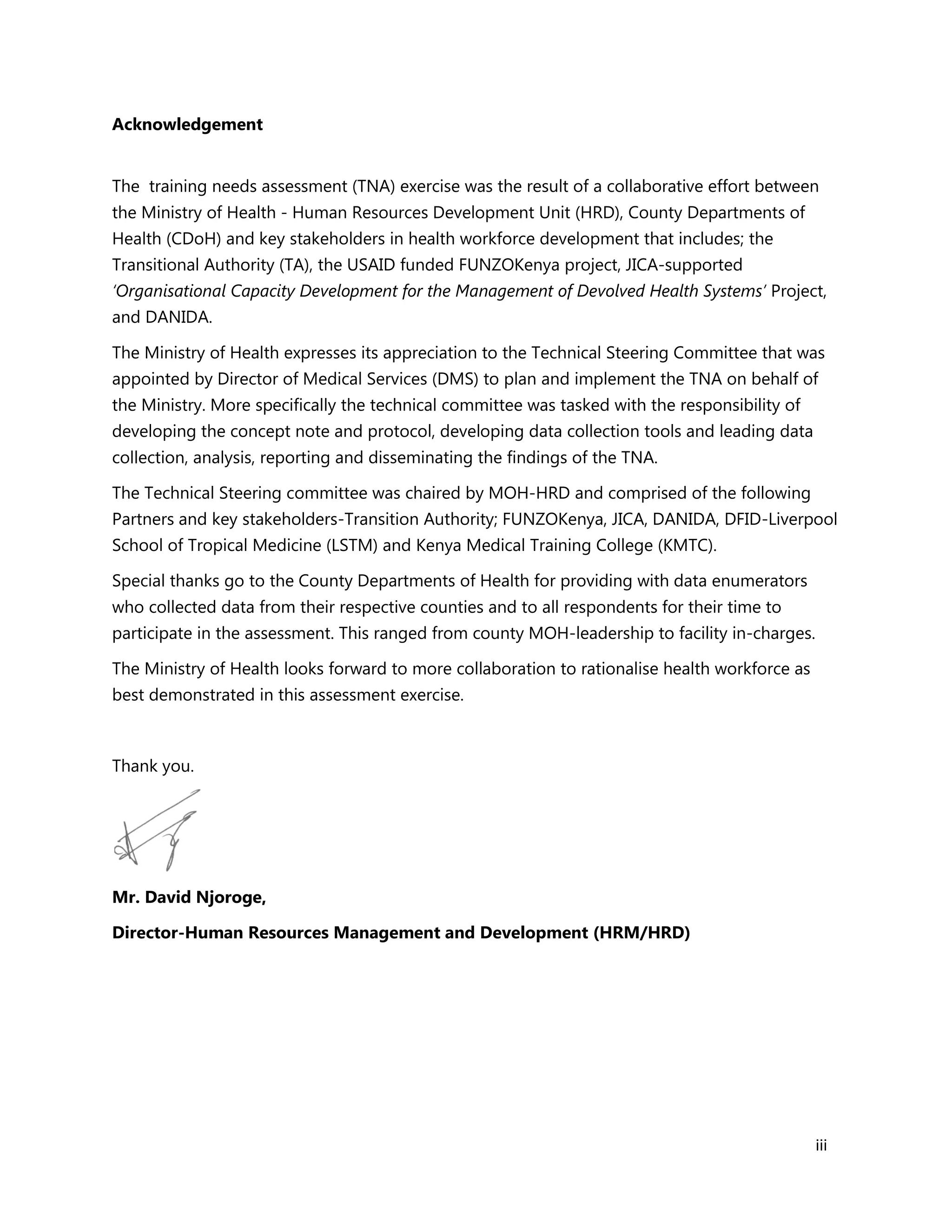 MoH Training Needs Assessment Report-August 2015 | PDF