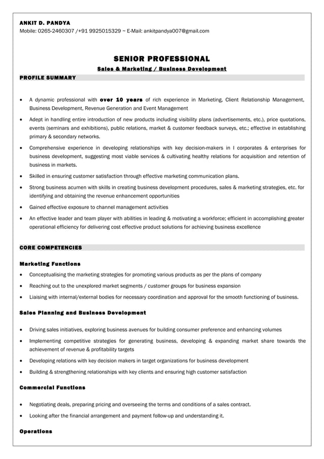 Resume Ankit Pandya | DOC | Sales | Business
