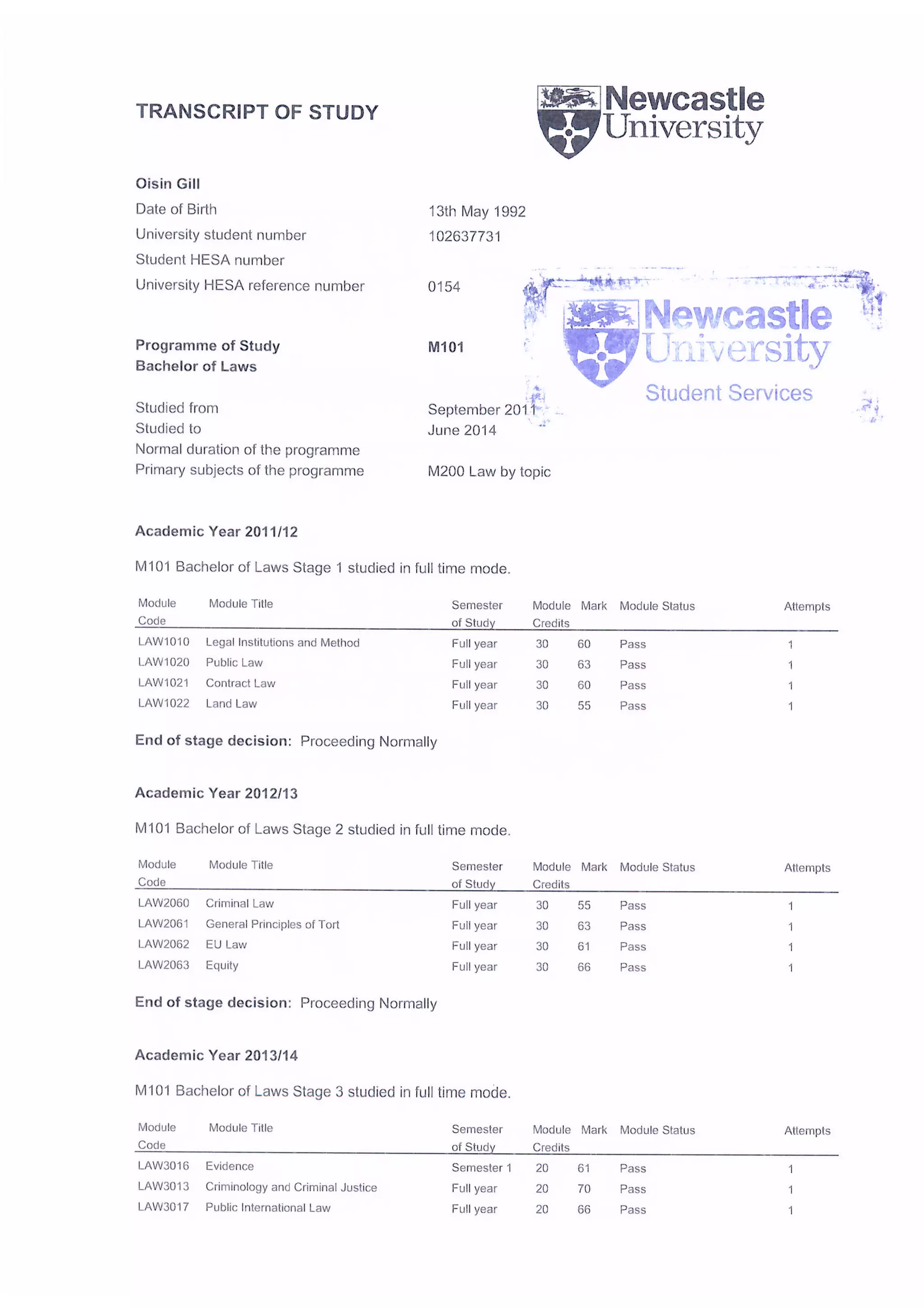 Academic transcript | PDF