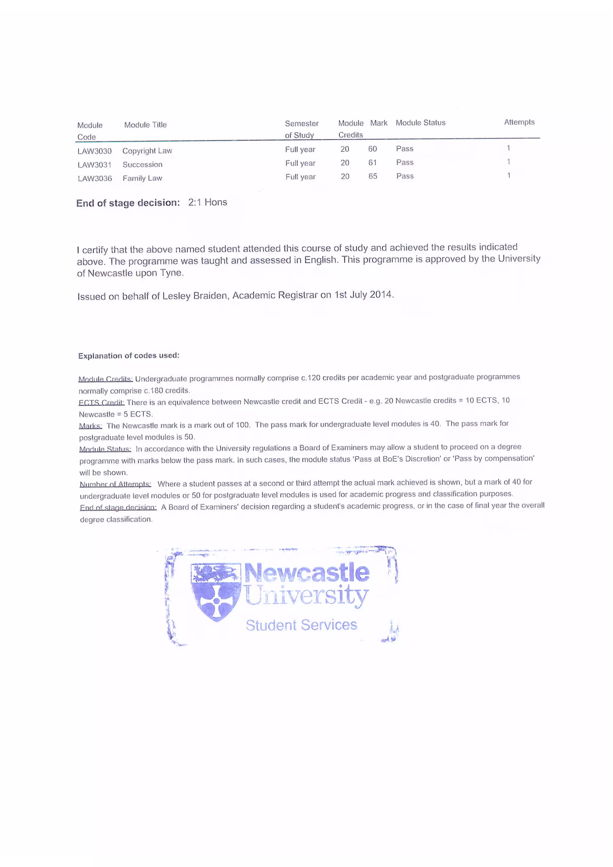 Academic transcript | PDF