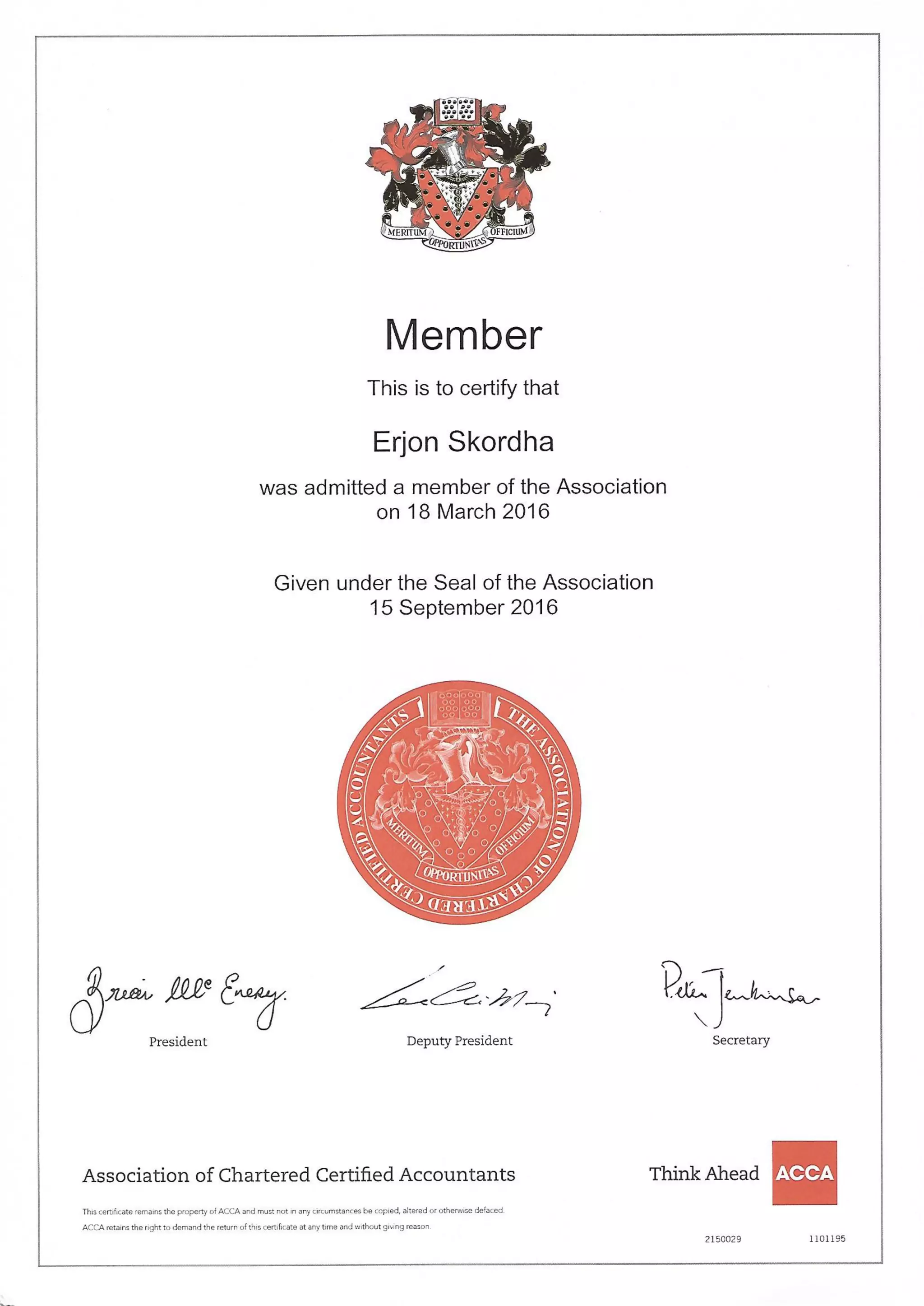 ACCA Membership Certificate | PDF