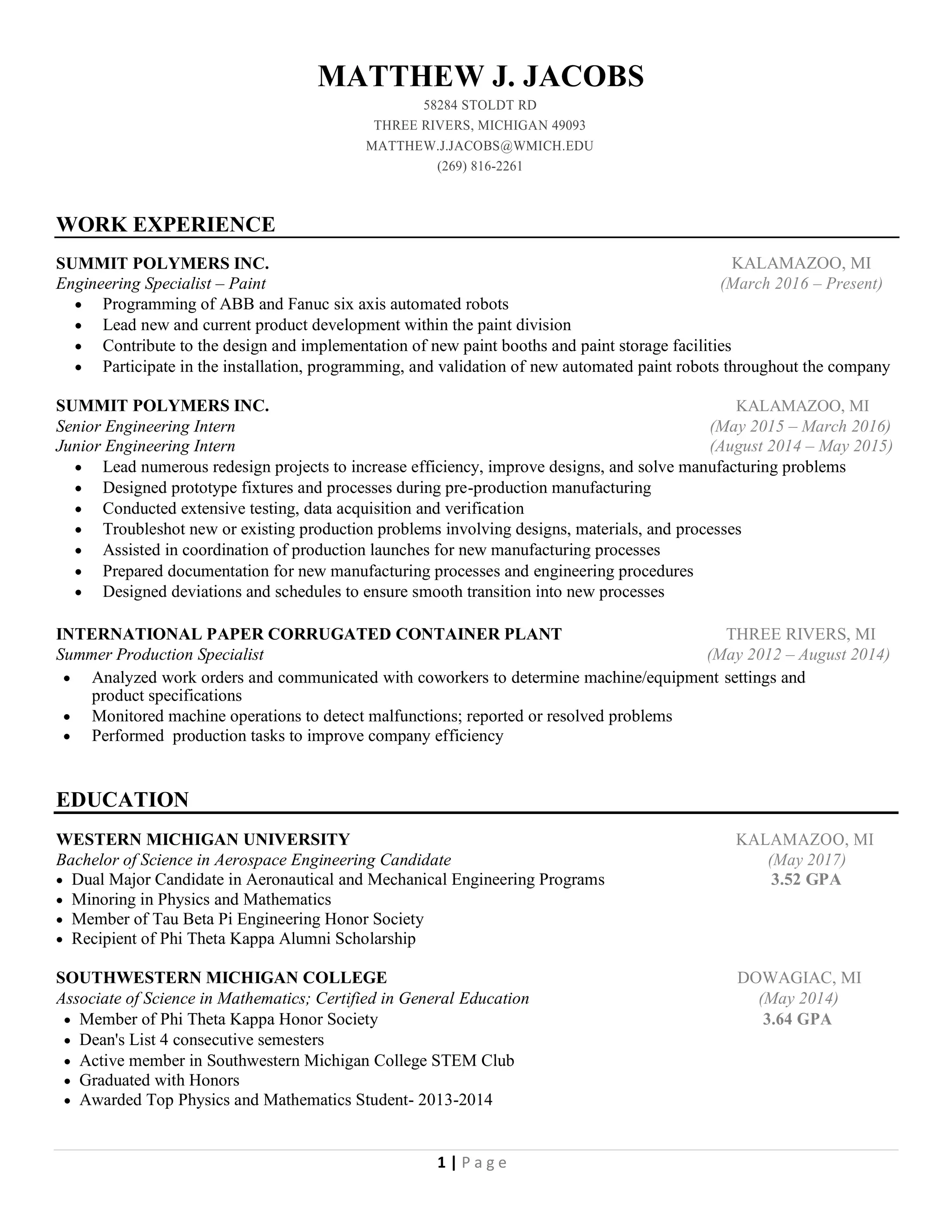 Matthew Jacobs 2016.2 Resume | PDF