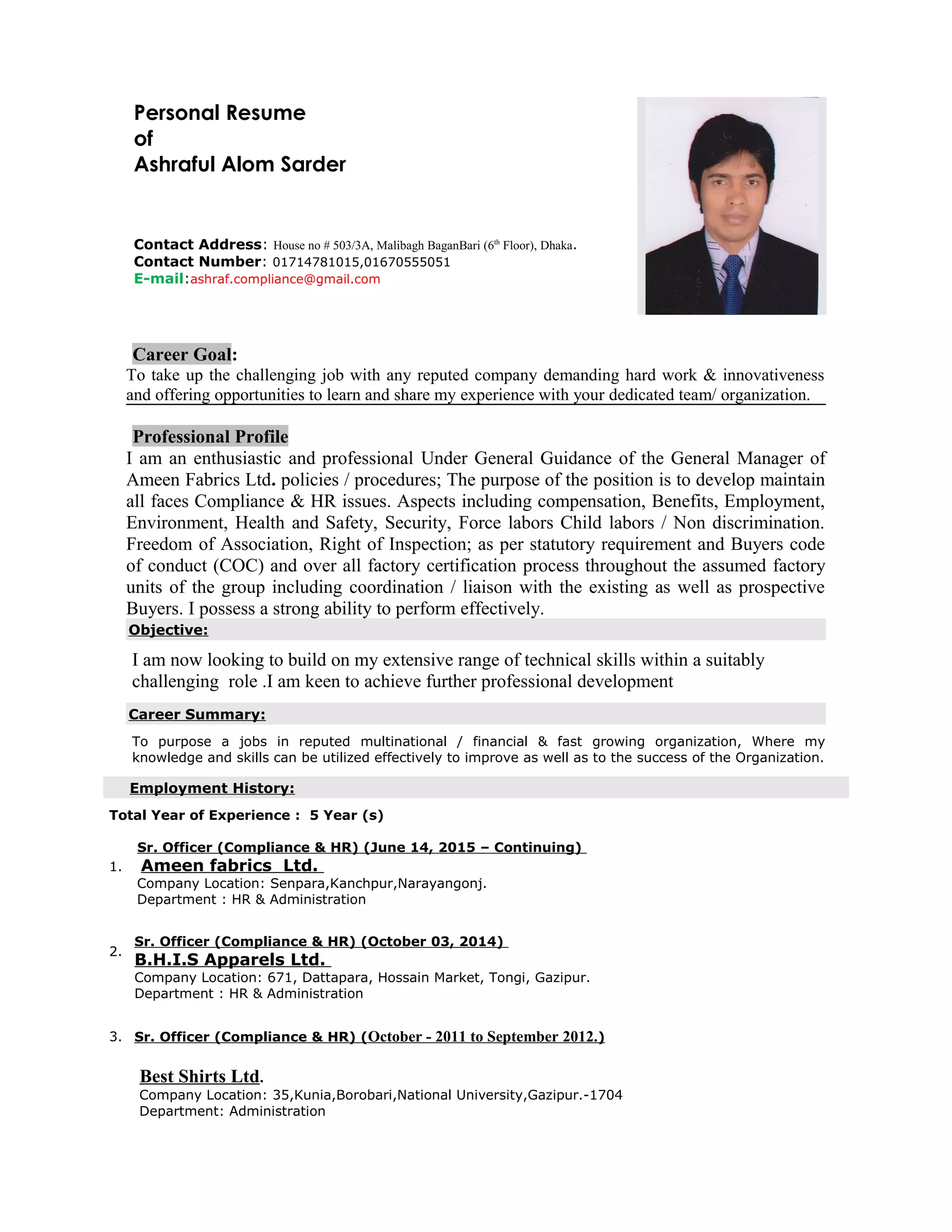 Ashraf-CV | DOC | Human Resources | Business