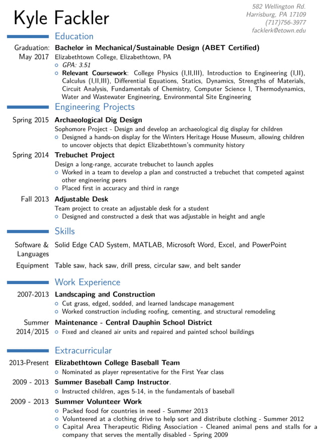 Kyle Fackler Resume 2016 | PDF