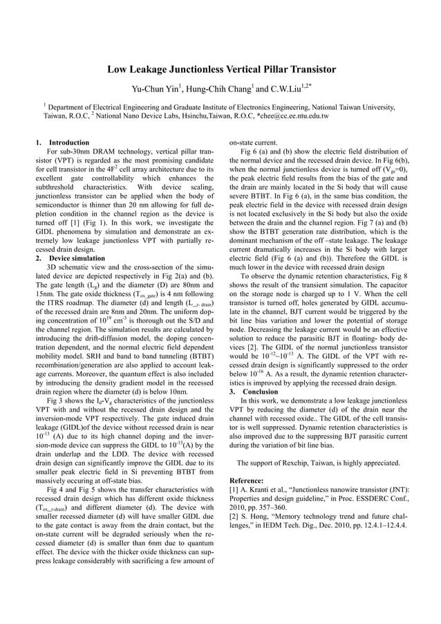 Low Leakage Junctionless Vetical Pillar Transistor Pdf