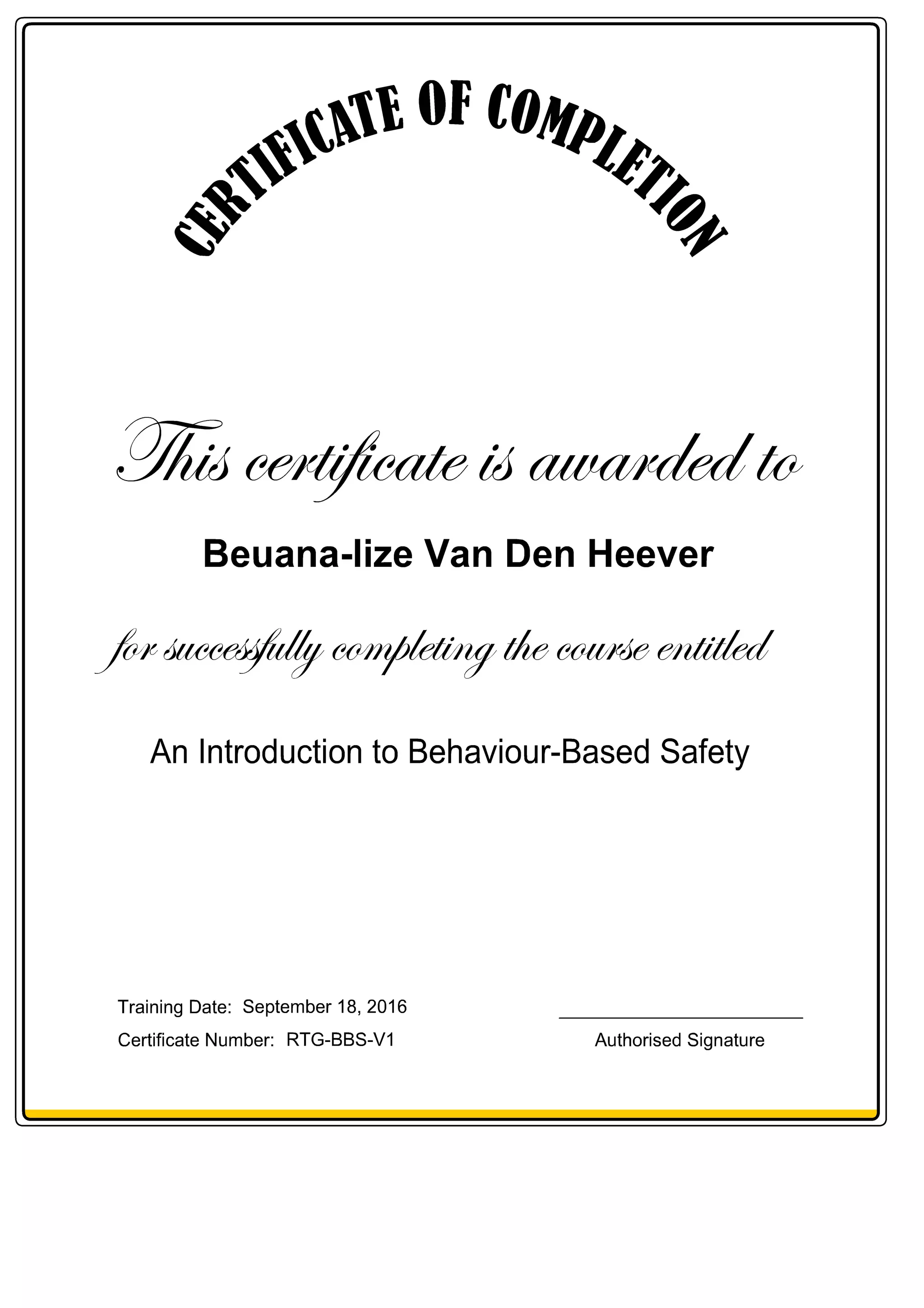 behaviour based safety certificate - Alison | PDF