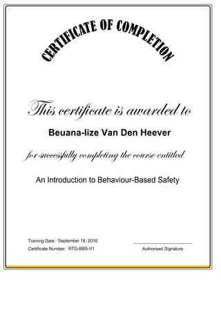 behaviour based safety certificate - Alison | PDF