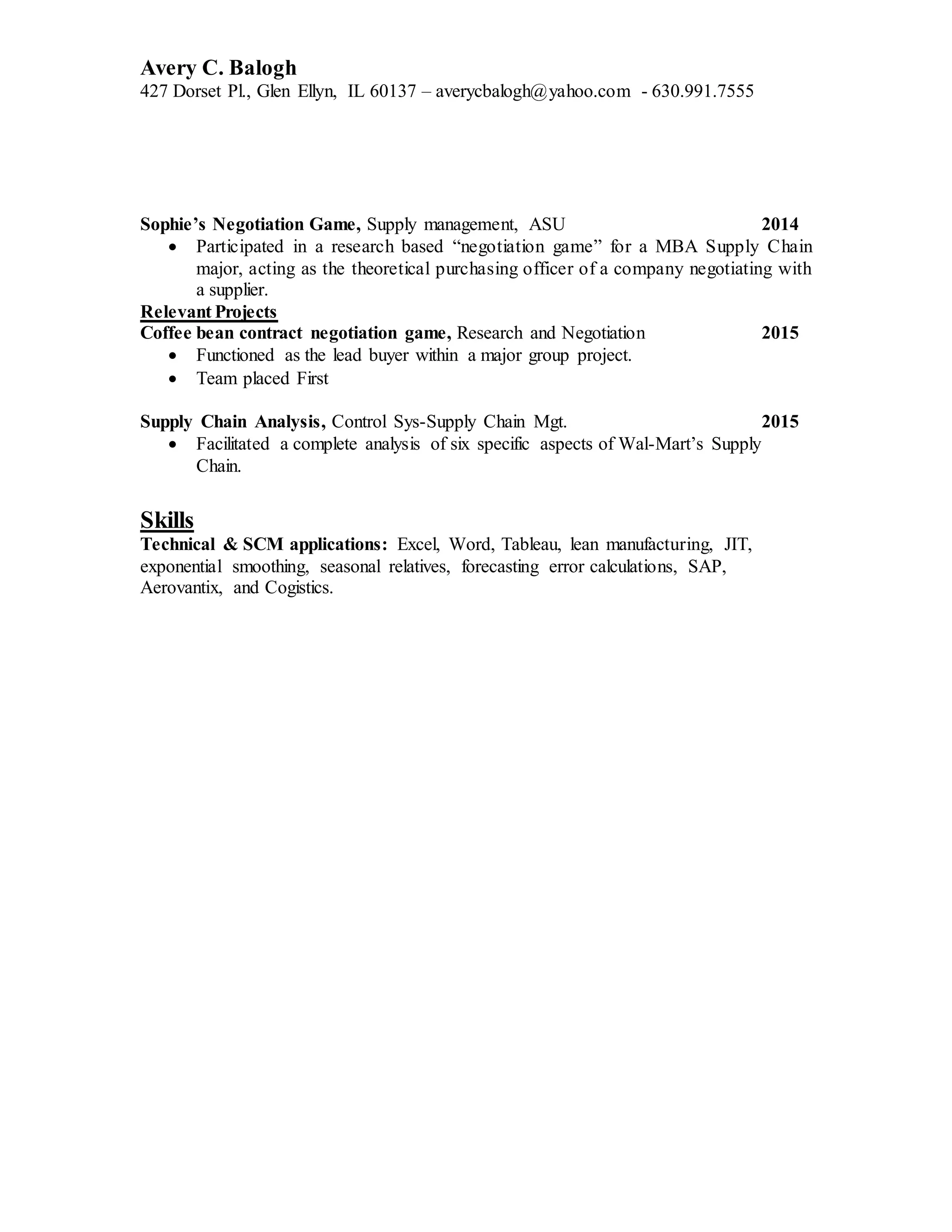 Avery's resume real | PDF