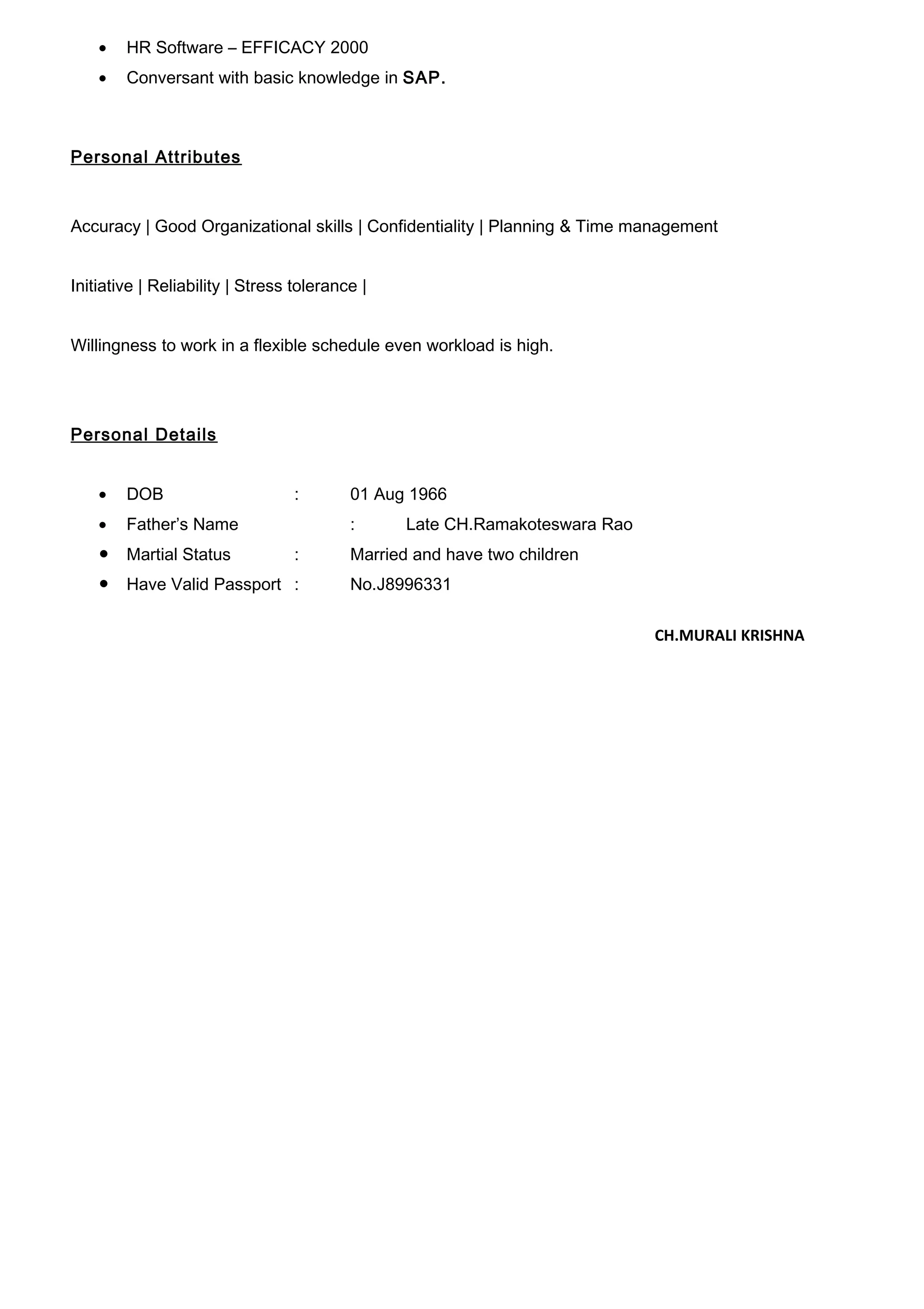 Resumee - Murali Krishna | PDF