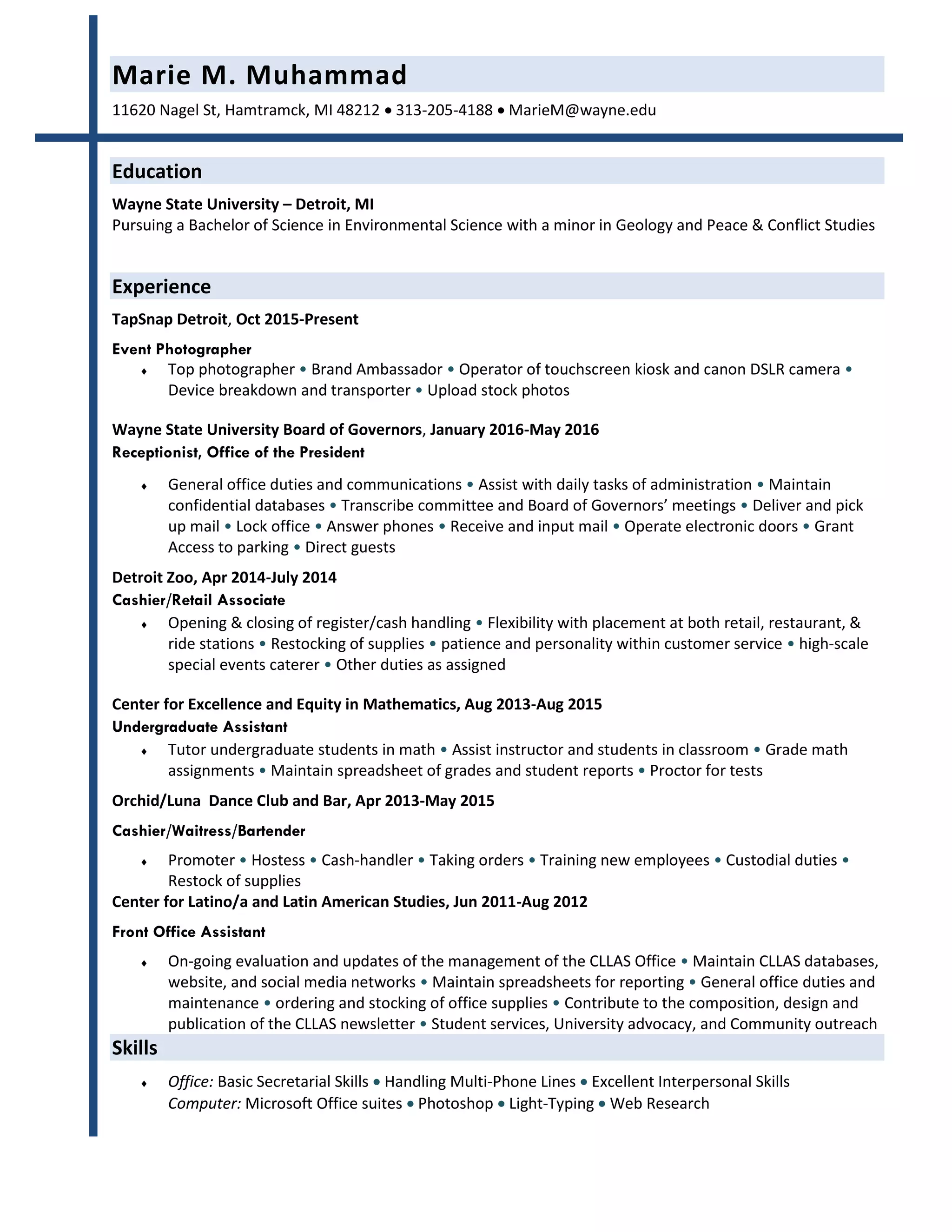 Marie's_Resume | PDF | Education