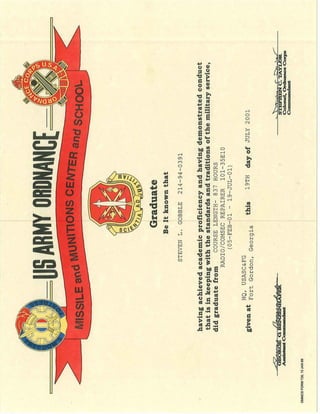 35E MOS Cert US Army | PDF