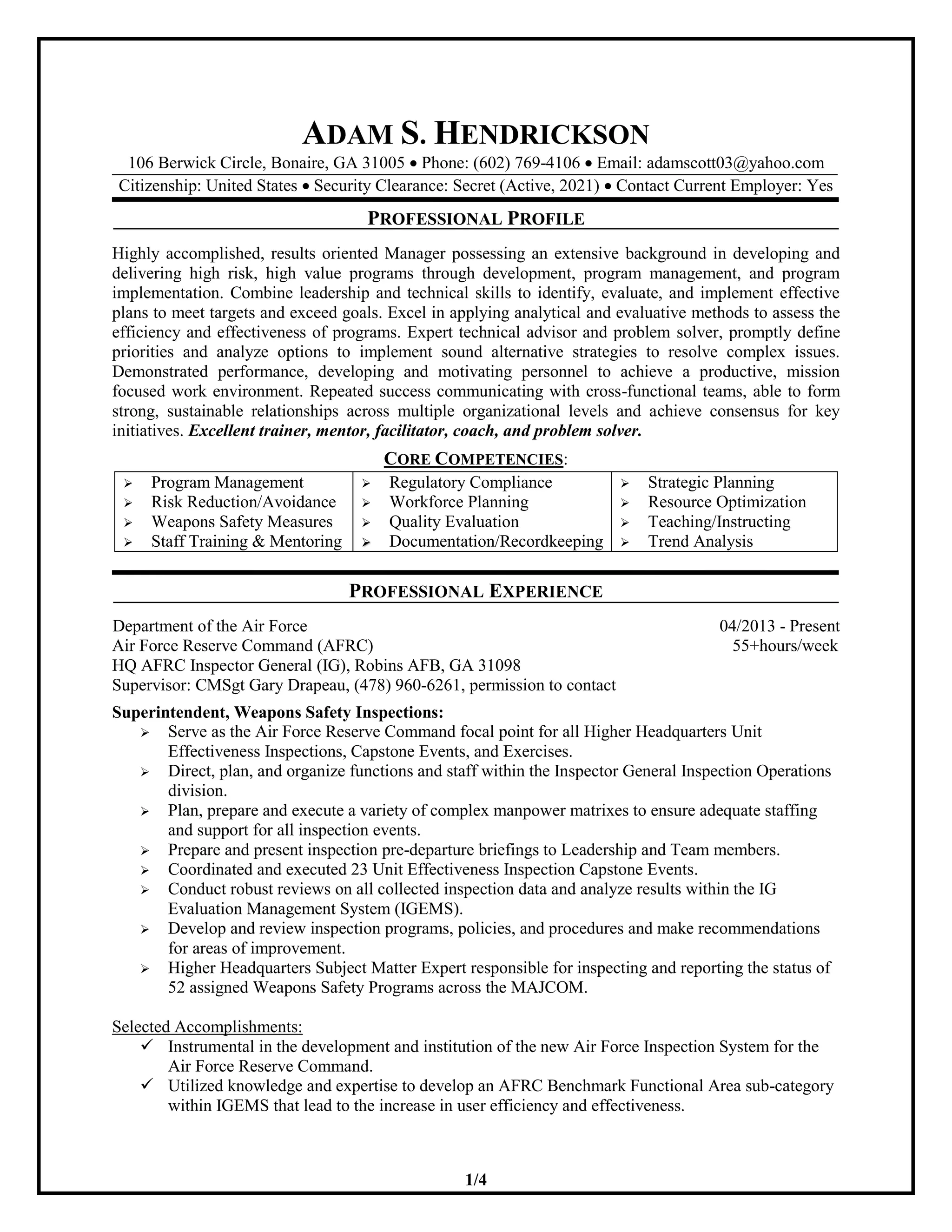 Adam S. Hendrickson Resume | PDF