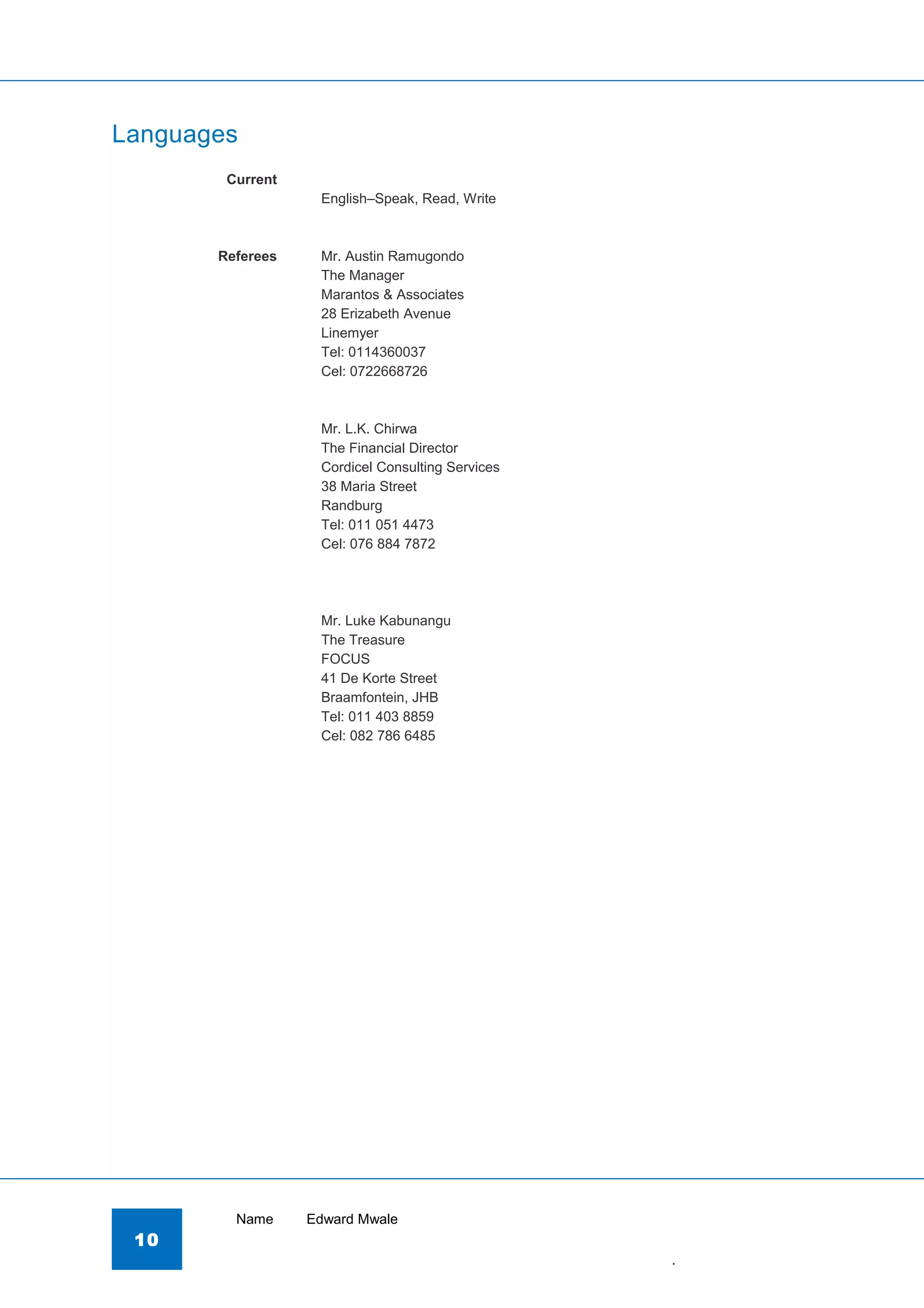 Edward Mwale's CV1 | DOC