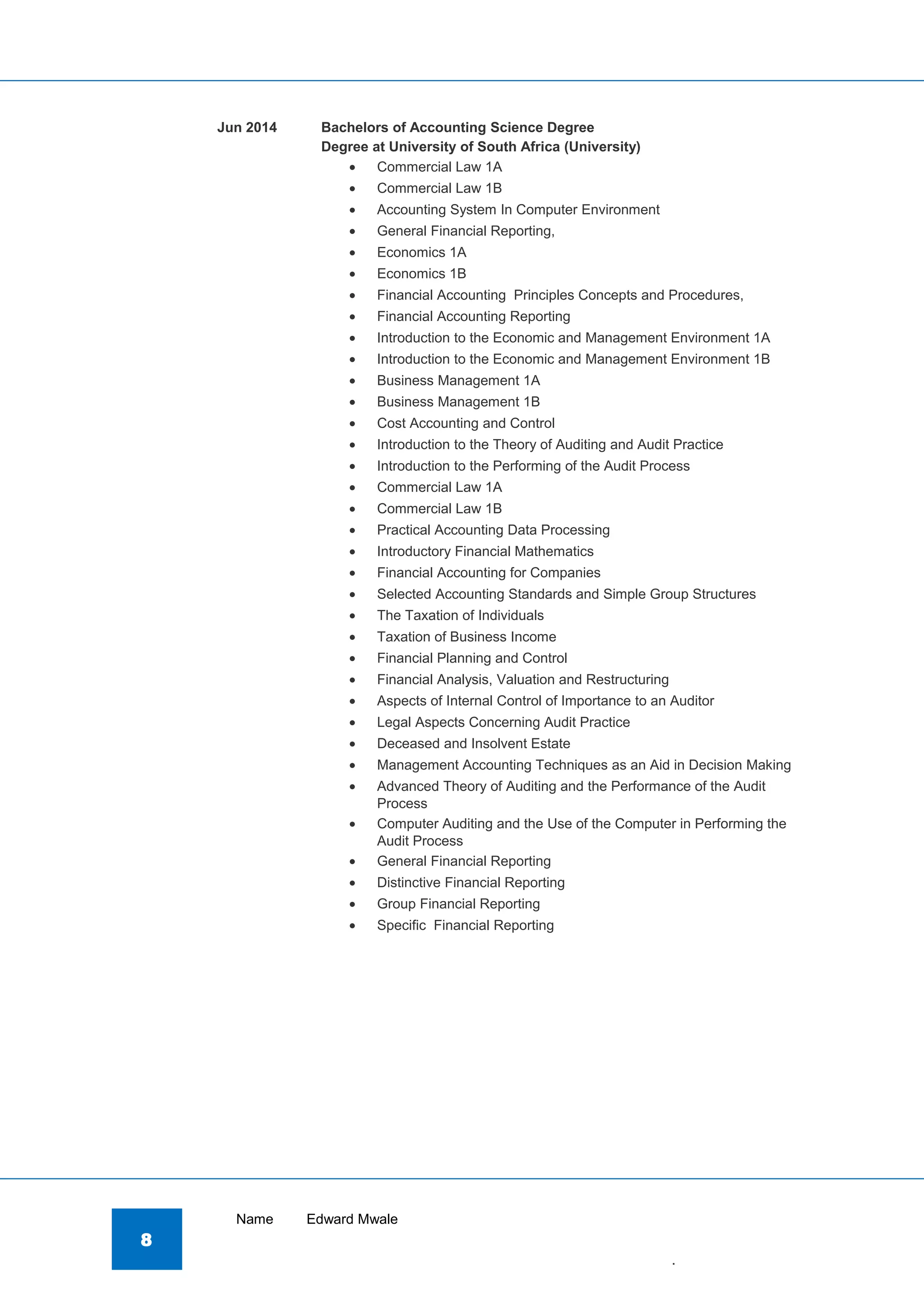 Edward Mwale's CV1 | PDF